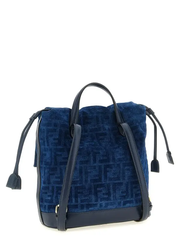 Fendi Ff Flocked Denim Backpack
