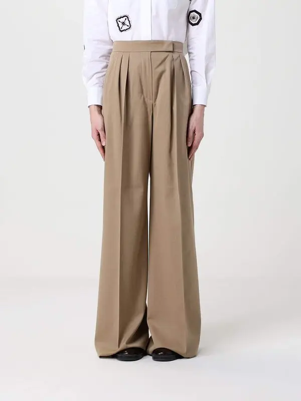 Max Mara Wide Leg Trousers In Virgin Wool - Brown