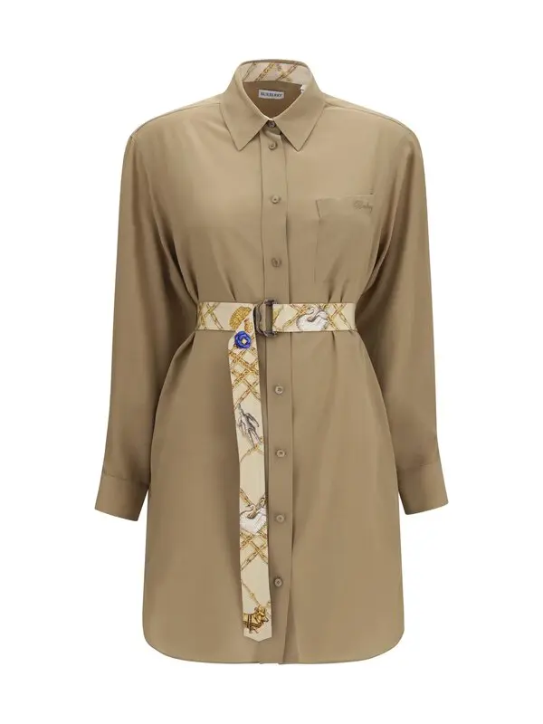 Burberry Silk Crêpe De Chine Shirt Dress - Cream