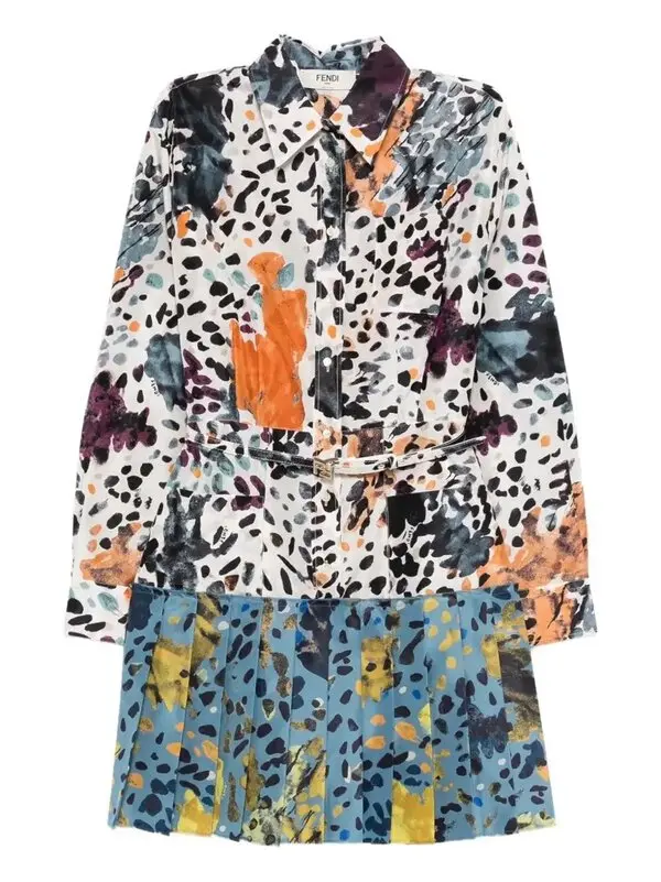 Fendi Falena Print Silk Dress - Multicolor