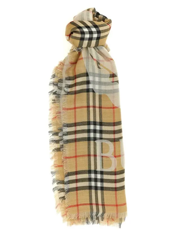 Burberry Equestrian Knight Design' Scarf - Cream