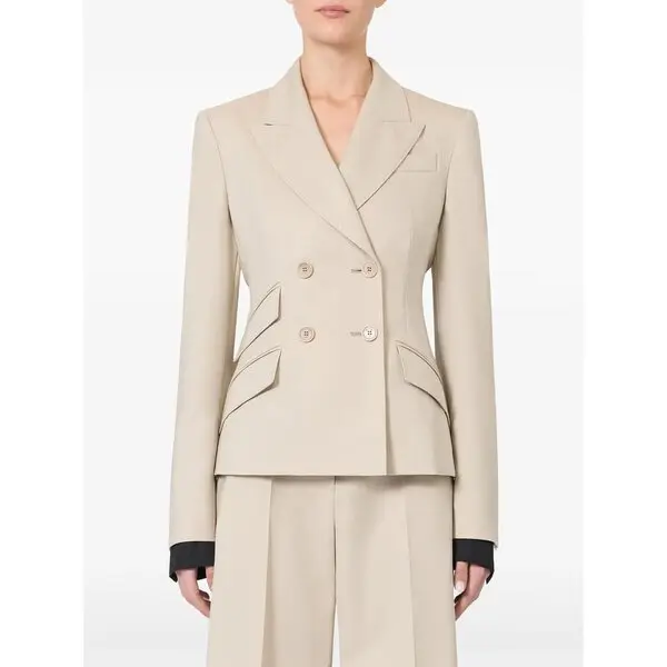 Max Mara Double-breasted Tailored Blazer - Cream