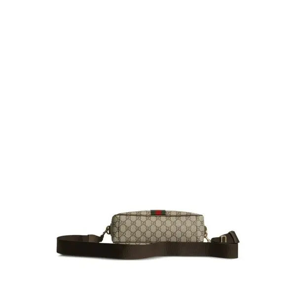 Gucci Monogram Messenger Bag With Web Detail - Cream