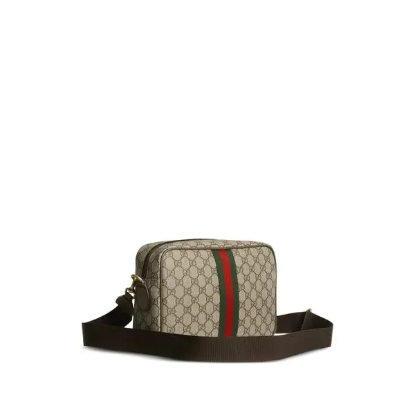 Gucci Monogram Messenger Bag With Web Detail - Cream