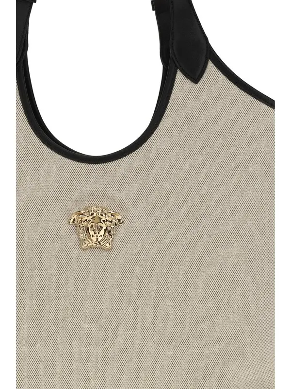 Versace Fabric And Calf Leather Tote Bag