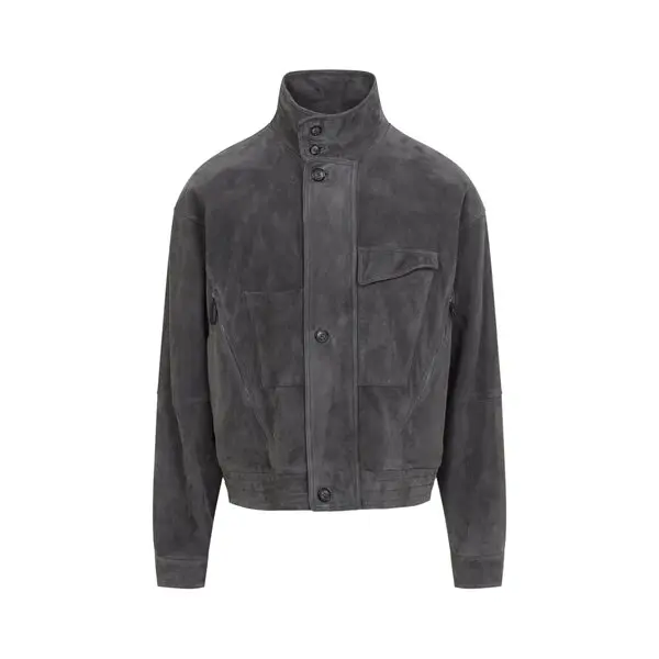 Giorgio Armani Suede Leather Blouson Jacket - Gray
