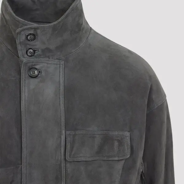 Giorgio Armani Suede Leather Blouson Jacket - Gray