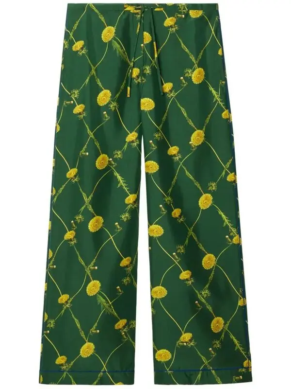 Burberry Silk Printed Pants - Multicolor
