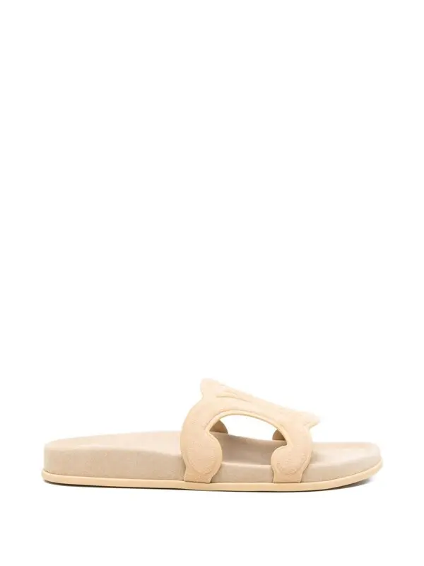 Celine Triomphe Suede Leather Slides - Multicolor