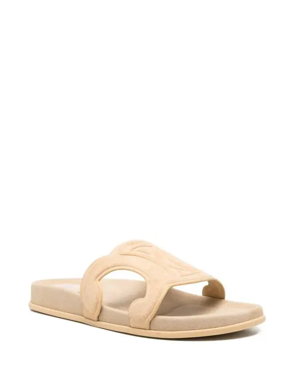 Celine Triomphe Suede Leather Slides - Multicolor