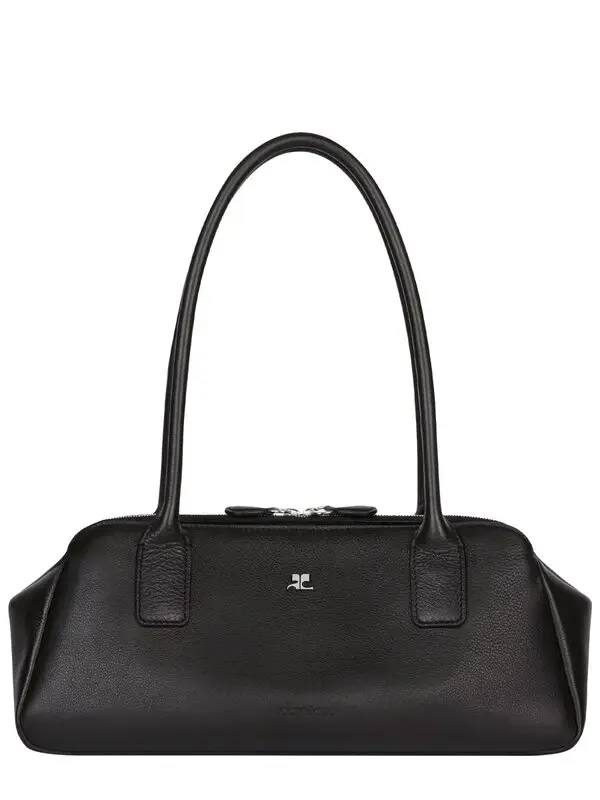COURREGES Leather Shoulder Bag - Black
