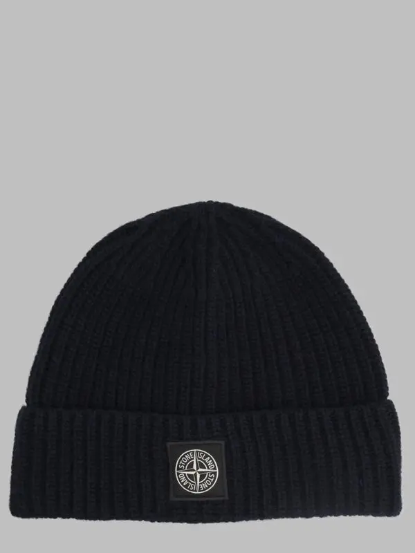 Stone Island Virgin Wool Beanie - Blue