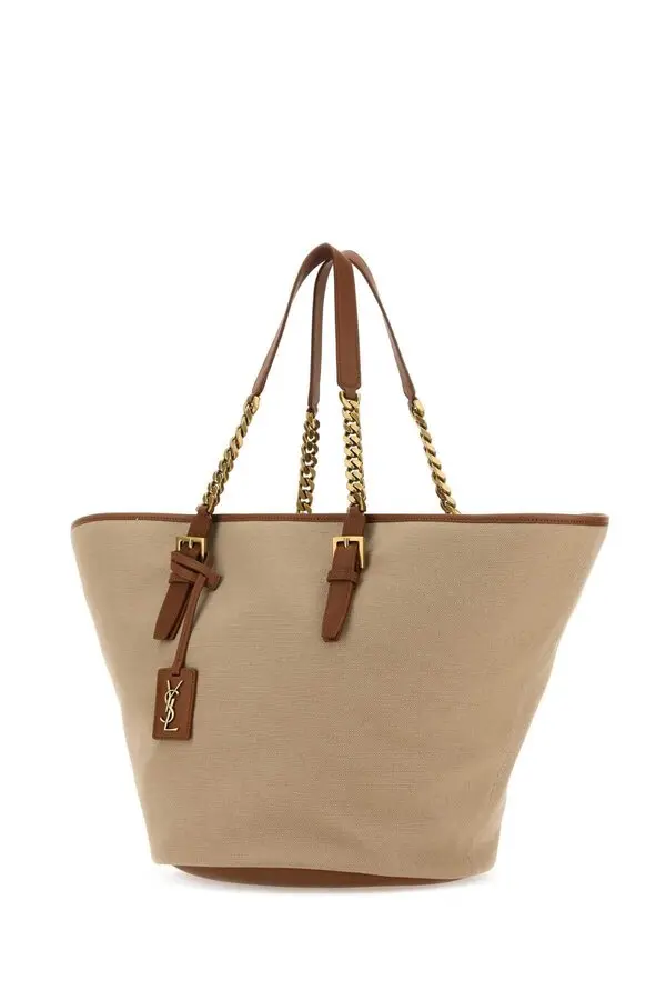Saint Laurent Canvas Panier Shopping Bag - Brown