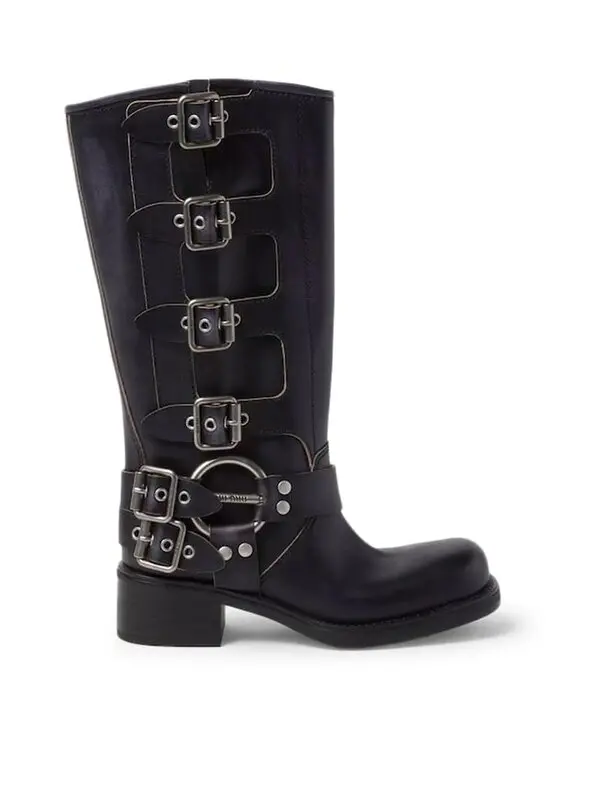 Miu Miu Leather Boots - Black