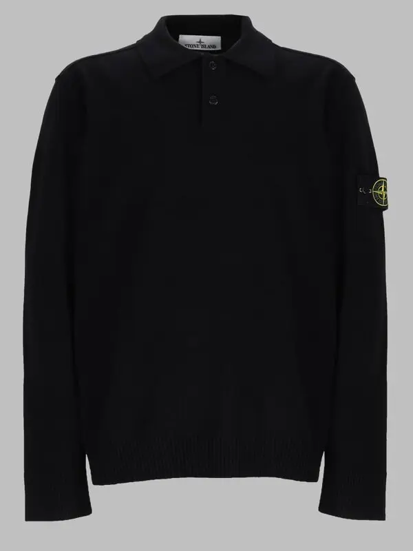 Stone Island Virgin Wool Polo - Black