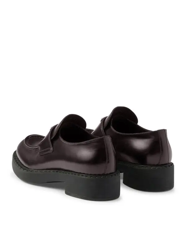 Prada Chocolate Brushed Leather Loafers