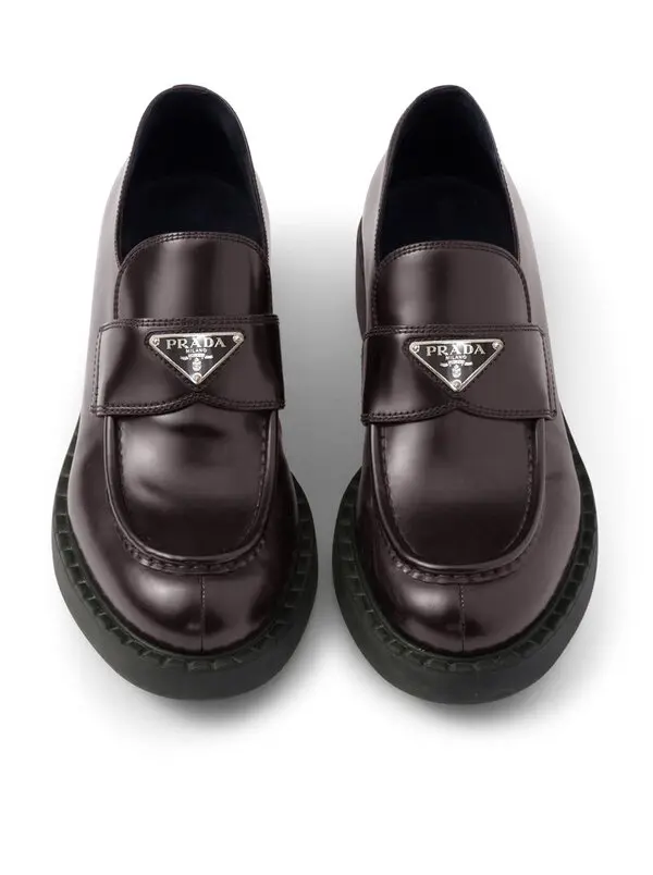 Prada Chocolate Brushed Leather Loafers