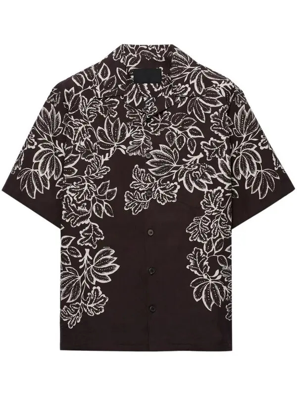 Prada Short-sleeved Printed Cotton Shirt