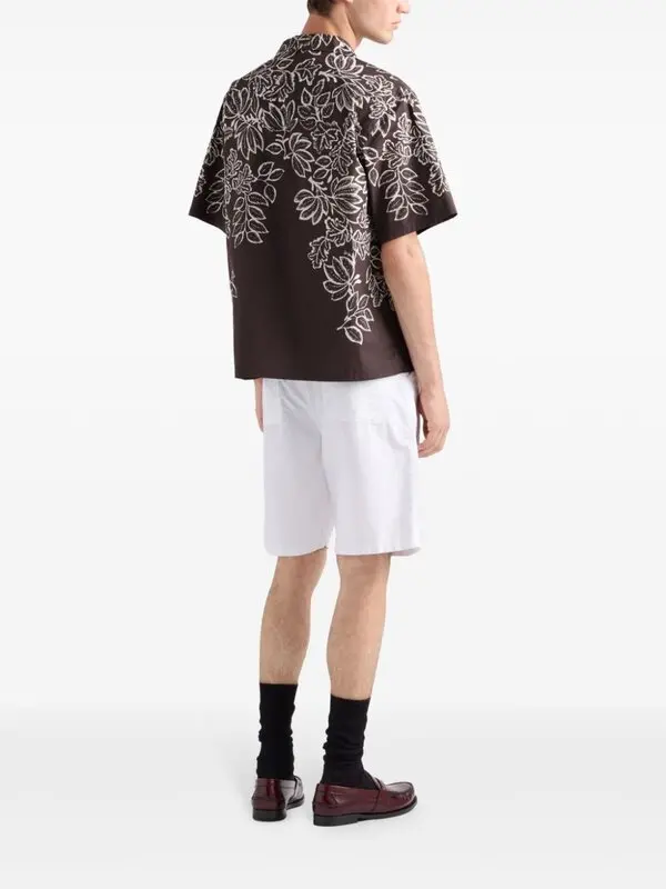 Prada Short-sleeved Printed Cotton Shirt