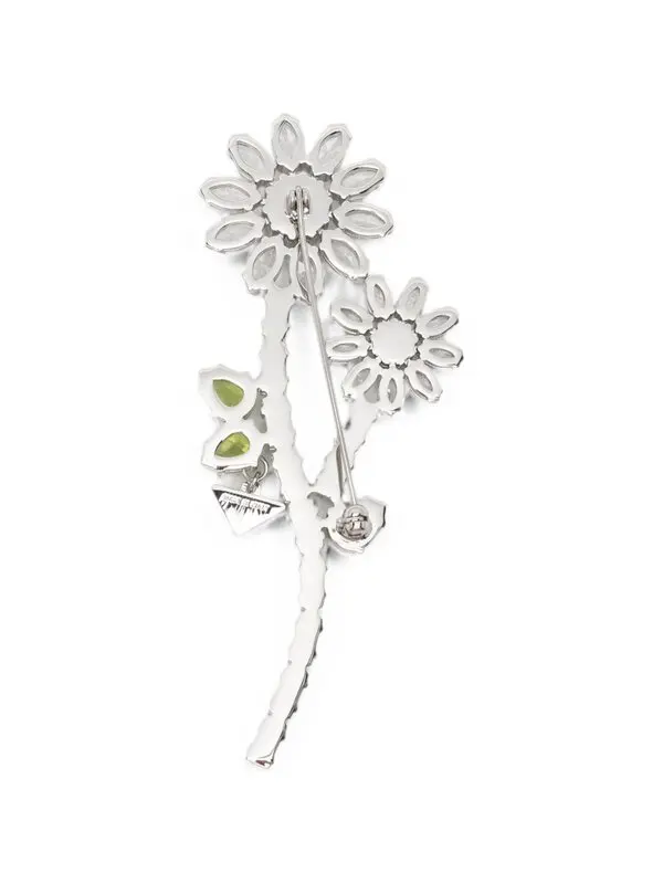 Prada Crystal Embellished Floral Pin - Multicolor