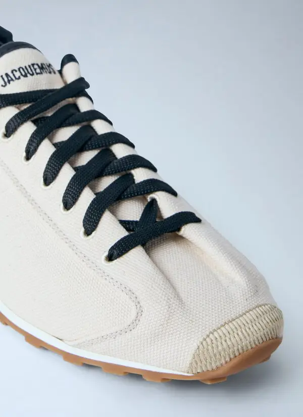 Jacquemus Canvas And Leather Low-top Sneakers - Cream
