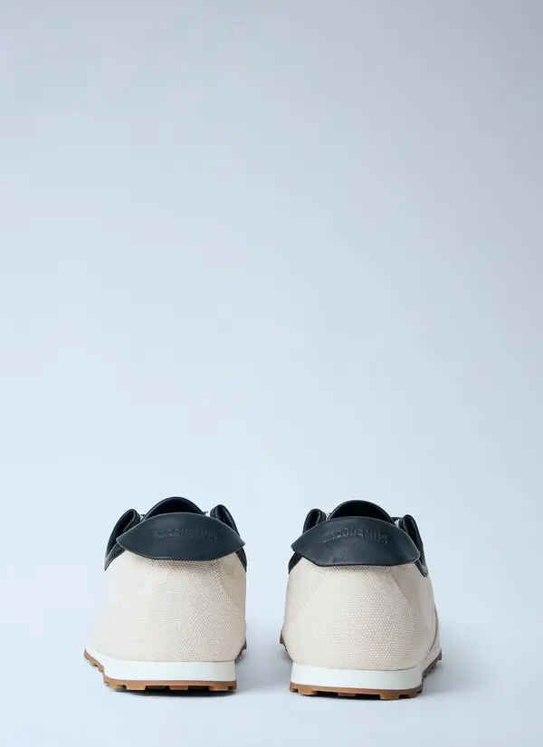 Jacquemus Canvas And Leather Low-top Sneakers - Cream