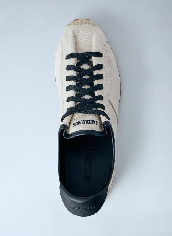 Jacquemus Canvas And Leather Low-top Sneakers - Cream