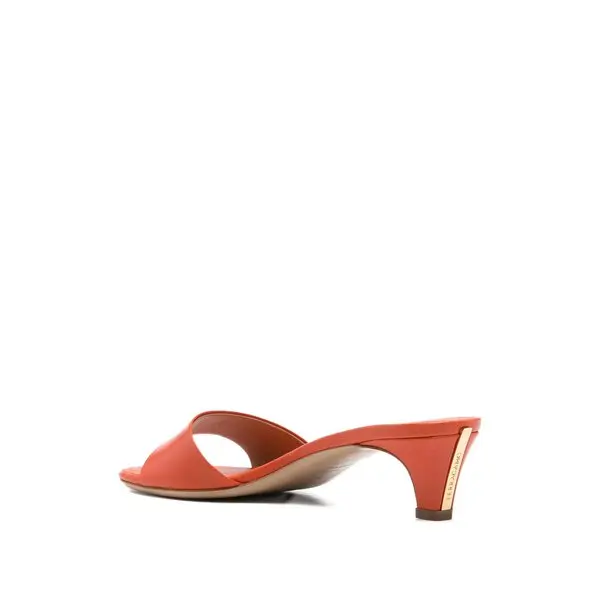 FERRAGAMO Calf Leather Open Toe Slip-on Mules - Orange