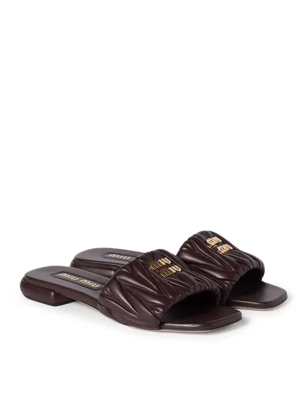 Miu Miu Nappa Matelassé Sandals - Multicolor