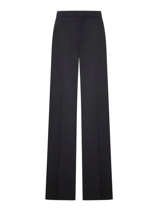 Chloé High-rise Flared Pants In Wool Grain De Poudre - Black