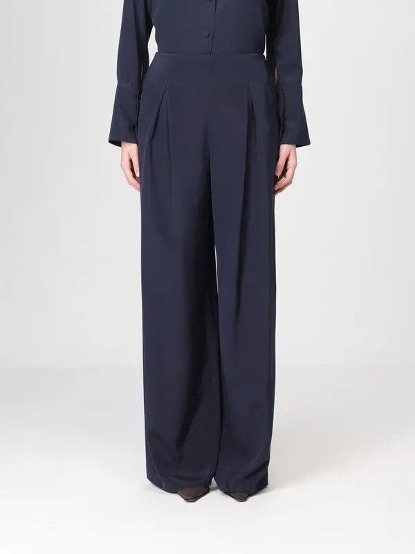 Max Mara Pure Stretch Silk Palazzo Trousers - Blue