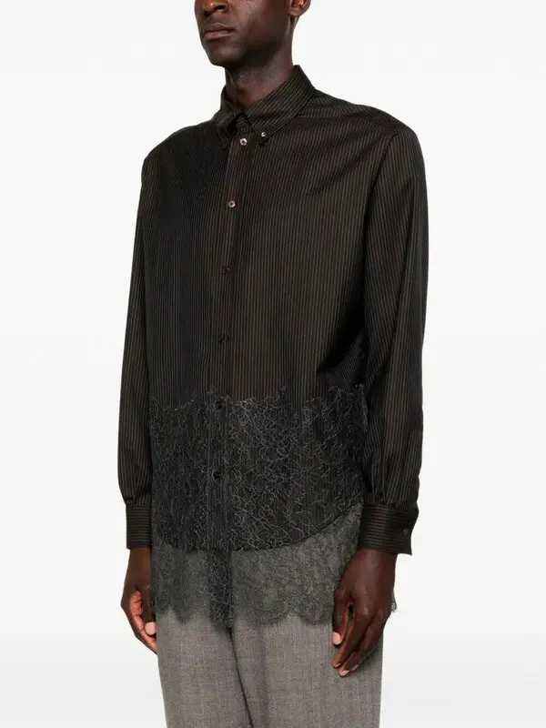 Fendi Wool Shirt With Stripes And Lace