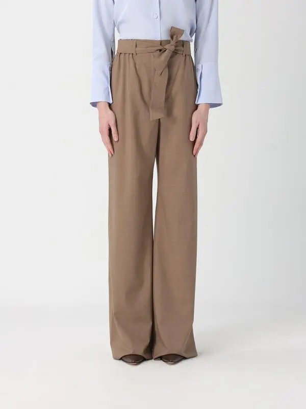 Max Mara Virgin Wool Palazzo Trousers - Brown