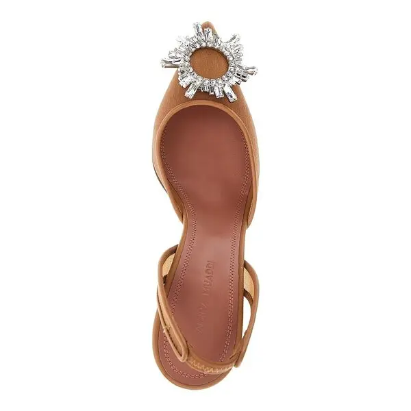 Amina Muaddi Begum Mesh Slingback Pumps - Brown