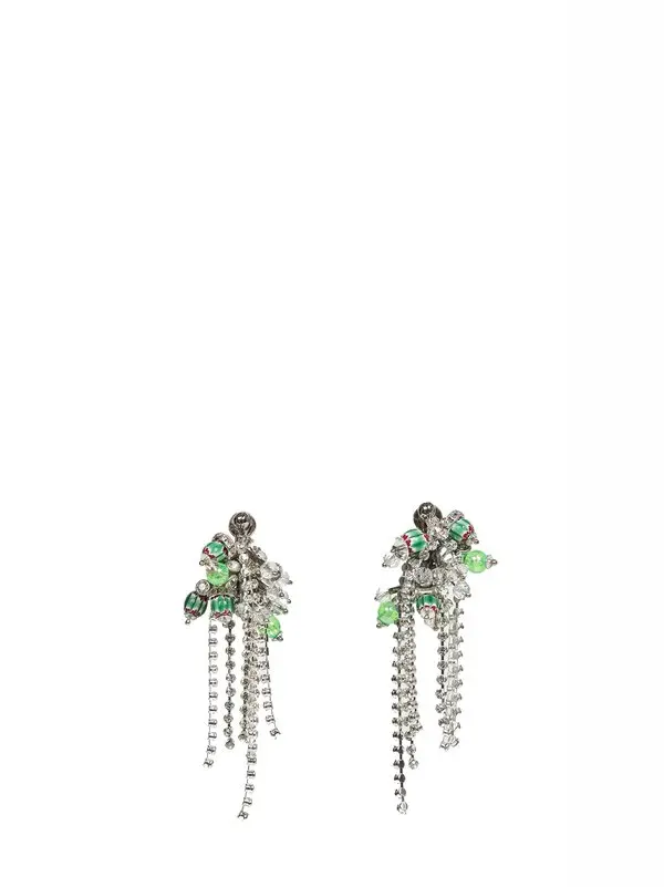 Dries Van Noten Brass Beads And Crystals-embellished Earrings - Multicolor