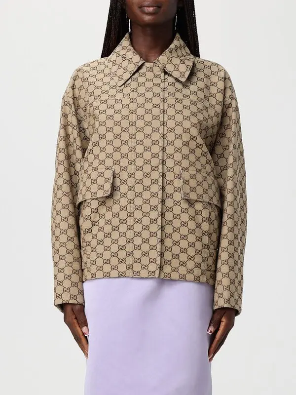 Gucci Gg Supreme Cotton Bomber Jacket - Brown