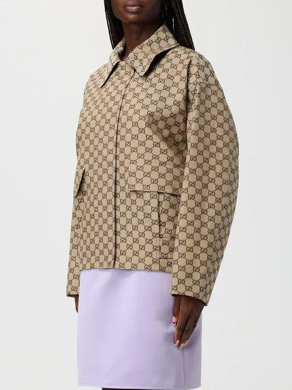 Gucci Gg Supreme Cotton Bomber Jacket - Brown