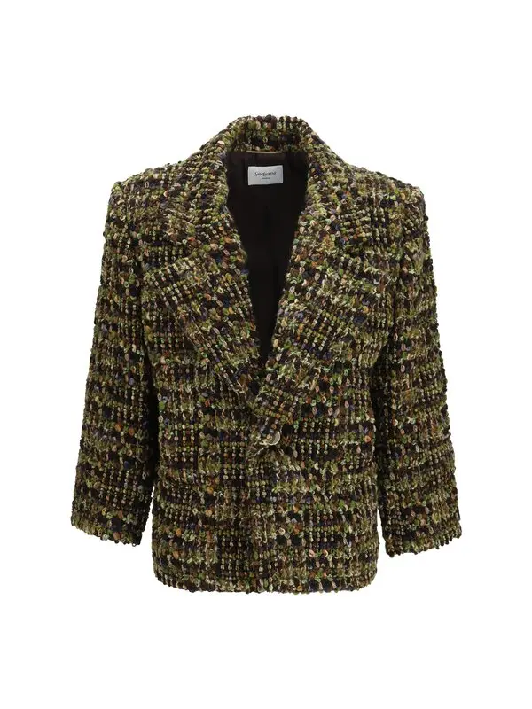 Saint Laurent Tweed Single-breasted Jacket - Multicolor