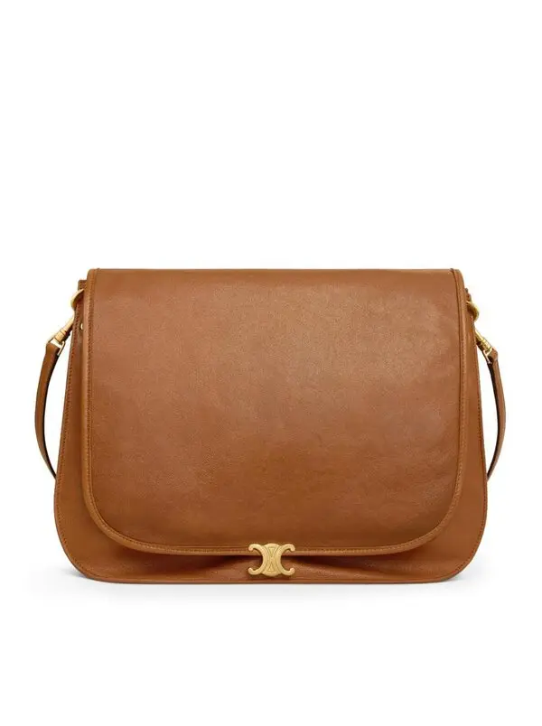 Celine Triomphe Soft Saddlebag In Soft Polished Calfskin - Tan