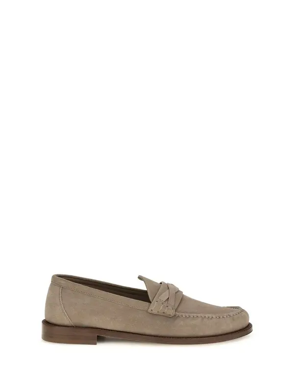 Brunello Cucinelli Suede Loafers - Cream