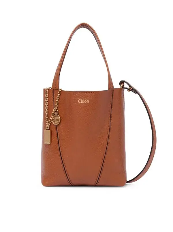 Chloé Spin Small Tote Bag In Grainy Leather - Multicolor