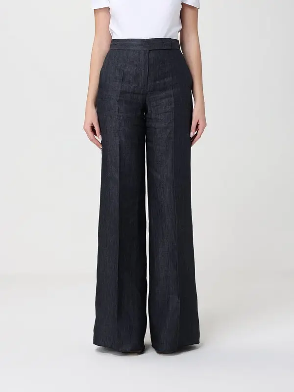 Max Mara Linen Palazzo Trousers - Denim