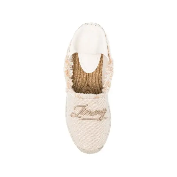 JIMMY CHOO Embroidered Espadrille Flat Shoes - Cream