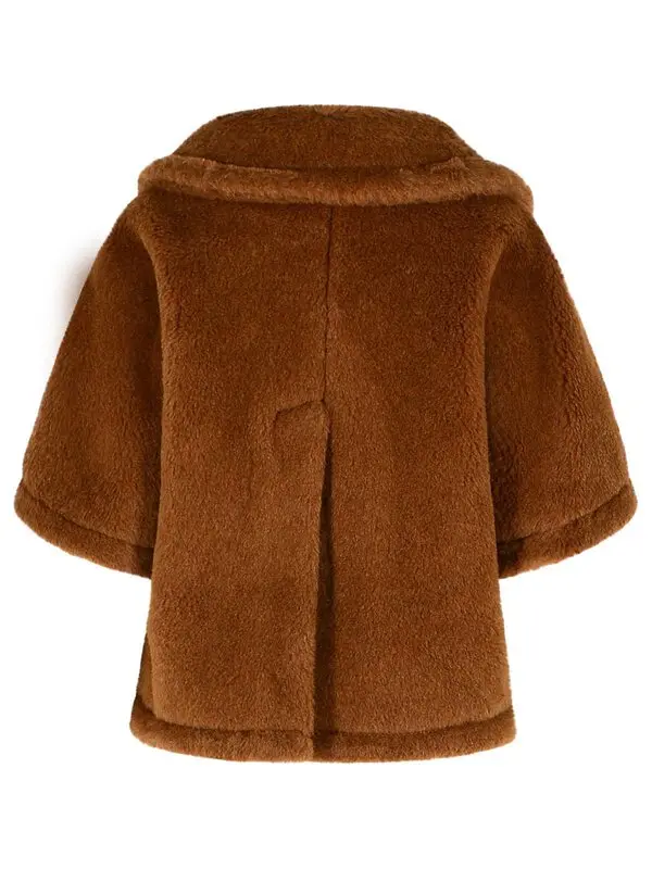 Max Mara Boxy Cape In 'teddy' Of Alpaca And Cachemire - Brown