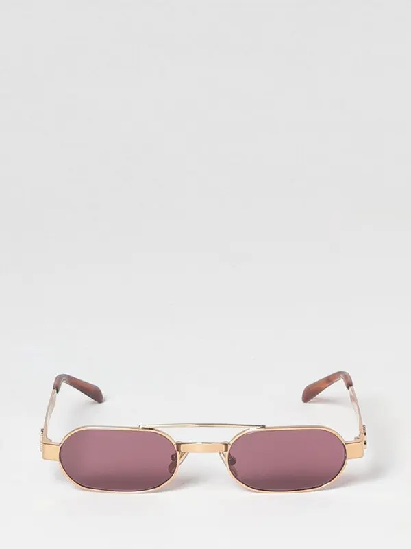 Miu Miu Aviator Metal Sunglasses With Double Bridge And Tortoiseshell Temples - Gold