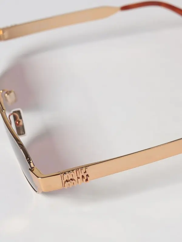 Miu Miu Aviator Metal Sunglasses With Double Bridge And Tortoiseshell Temples - Gold