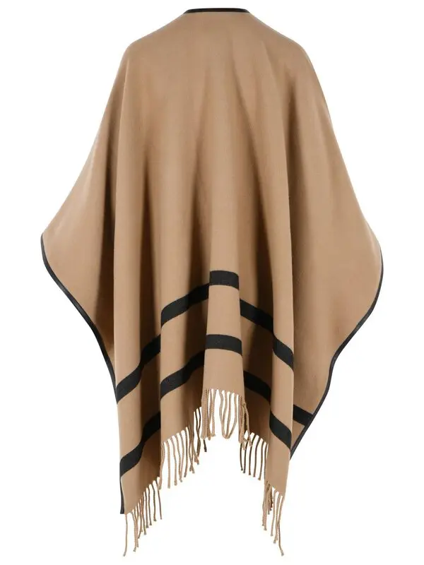Max Mara Aris' Camel Jacquard Wool Poncho