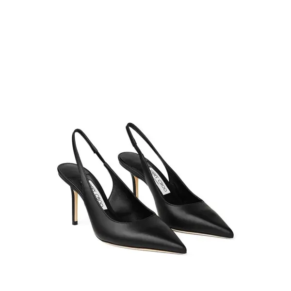 JIMMY CHOO Calf Leather Slingback Stiletto Pumps - Black