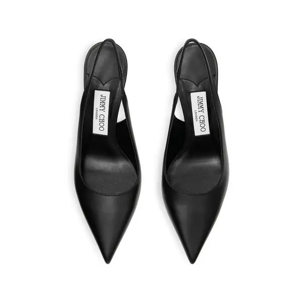 JIMMY CHOO Calf Leather Slingback Stiletto Pumps - Black