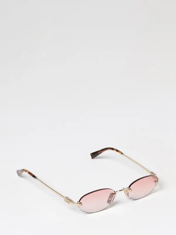 Miu Miu Oval Metal Sunglasses With Bridge And Tortoiseshell Temples